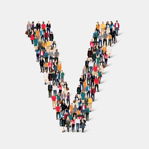 Group people letter form Royalty Free Vector Image