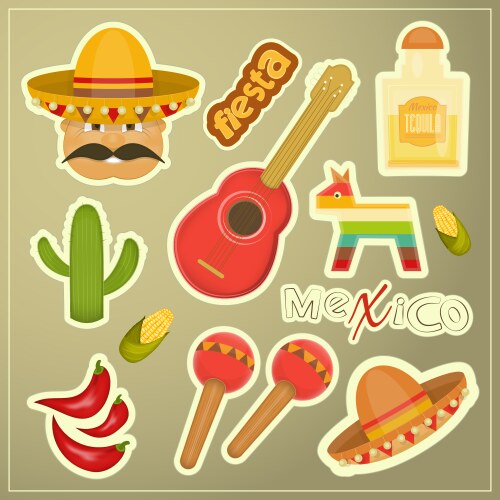 Mexican stickers Royalty Free Vector Image - VectorStock