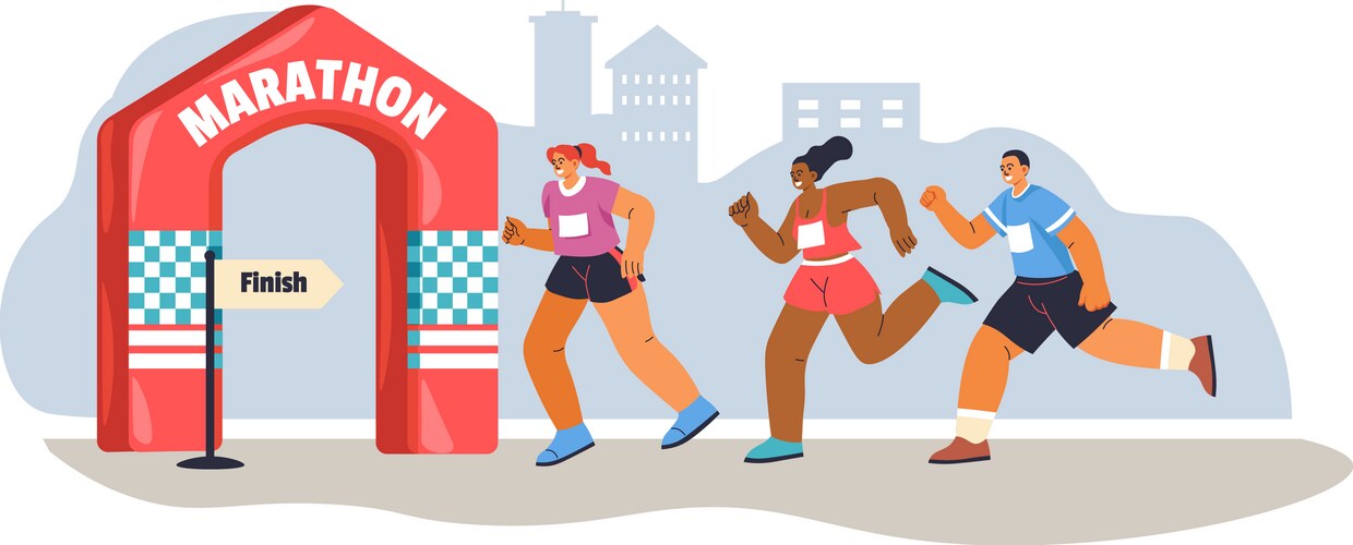 Marathon runners Royalty Free Vector Image - VectorStock