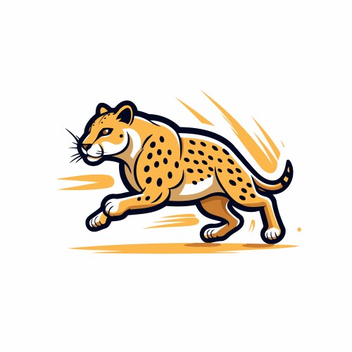 Cartoon cheetah running on white background Vector Image