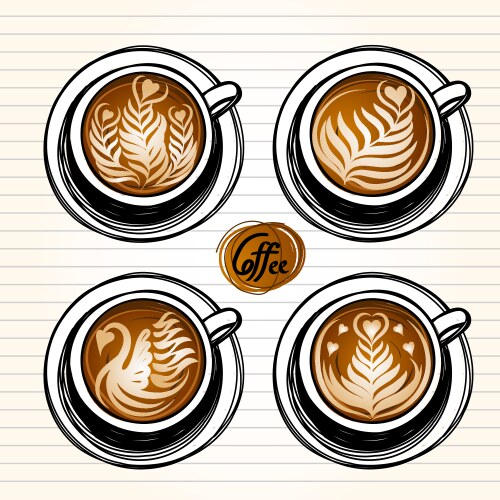 Latte art coffee Royalty Free Vector Image - VectorStock