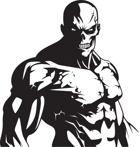 Apocalyptic muscle form emblem risen Royalty Free Vector