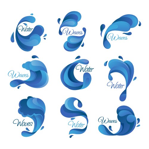 Ocean waves set cartoon Royalty Free Vector Image