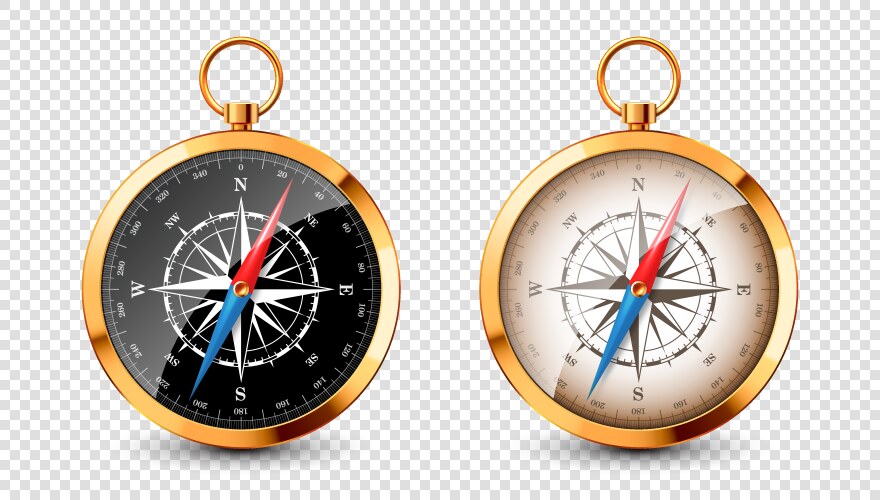 Realistic golden vintage compass with marine wind Vector Image