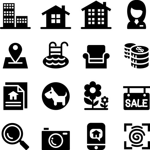 Real estate icons on white background Royalty Free Vector