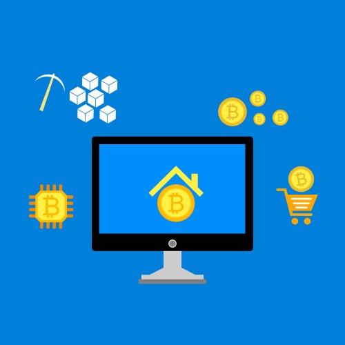 Blockchain scheme mining crypto currency server Vector Image