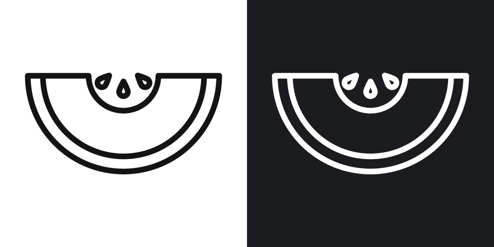 Melon icon set in black and white outlines Vector Image
