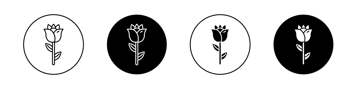 Rose icon set flower bloom petal symbol Royalty Free Vector