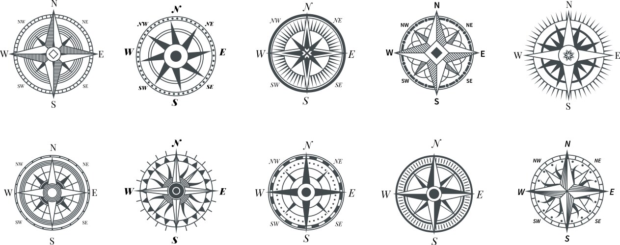 Vintage Compass Rose Vector Images (over 9,200)