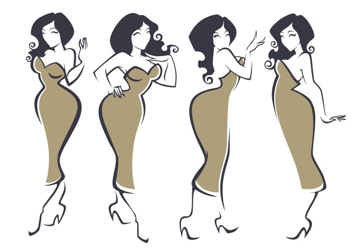 Plus size woman model wearing evening gown Vector Image