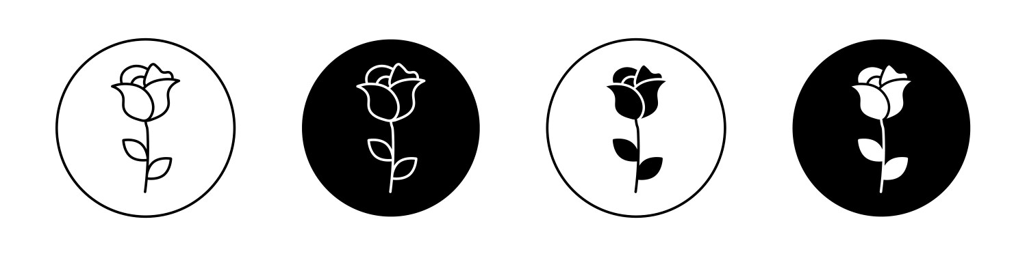 Rose icon set flower bloom petal symbol Royalty Free Vector
