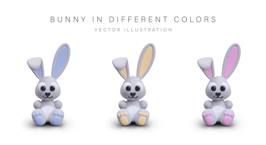 Set of 3d easter in cartoon style Royalty Free Vector Image