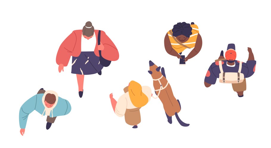 People sitting top view set 1 Royalty Free Vector Image