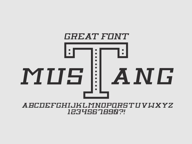 Mustang thin italic font Royalty Free Vector Image