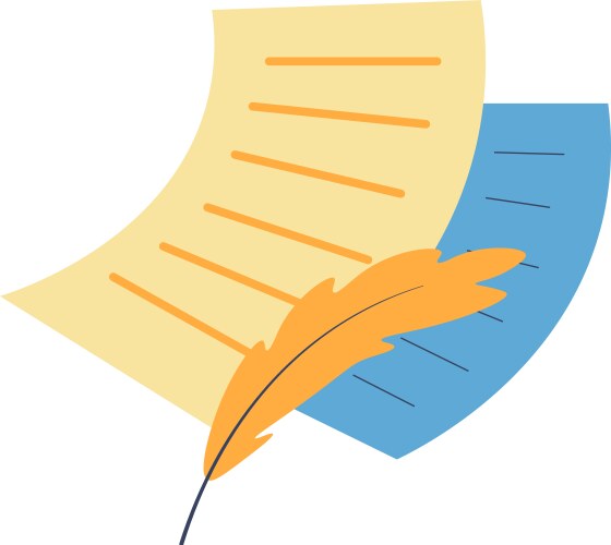 Feather writing on paper Royalty Free Vector Image