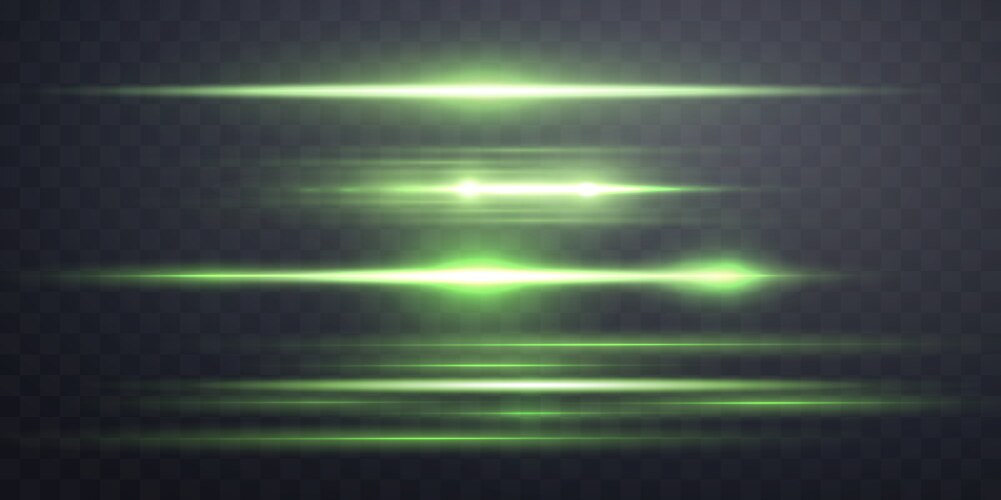 Green lens flares set isolated on transparent Vector Image