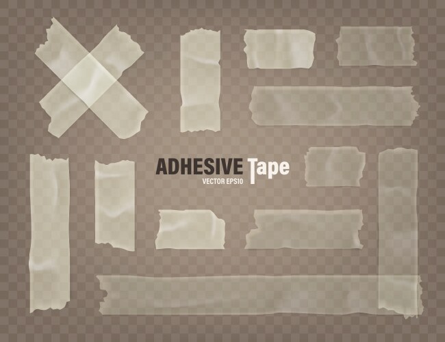 Realistic transparent adhesive tape set sticky Vector Image