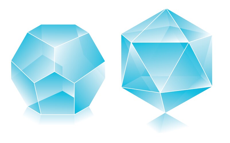 Cartoon blue different shapes crystals Royalty Free Vector