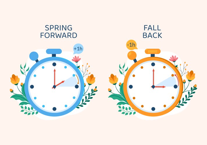 Daylight savings time hand drawn flat cartoon Vector Image