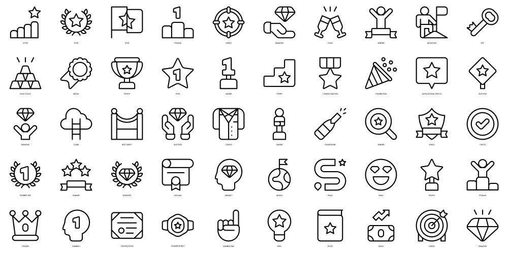 Set of success smile and dont touch line icons Vector Image