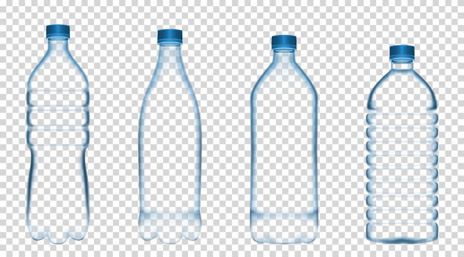 Transparent bottles realistic plastic containers Vector Image