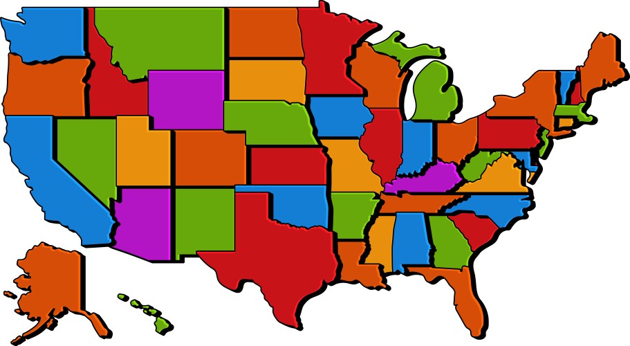 Usa states Royalty Free Vector Image - VectorStock