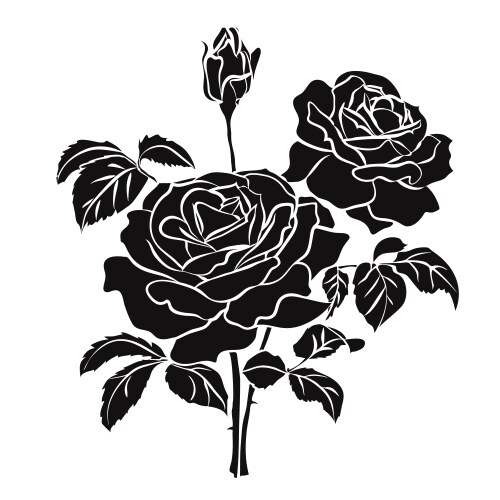 Roses silhouette pattern Royalty Free Vector Image
