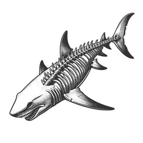 Shark sea animal engraving Royalty Free Vector Image