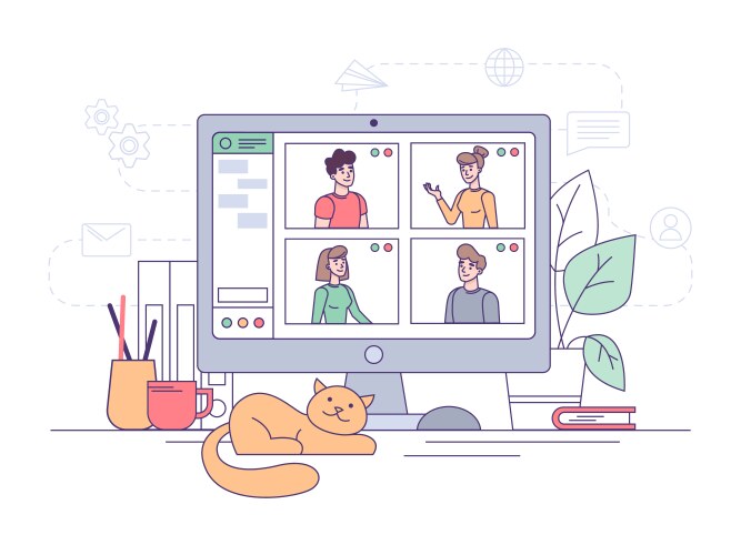 Teamwork online work management home office Vector Image