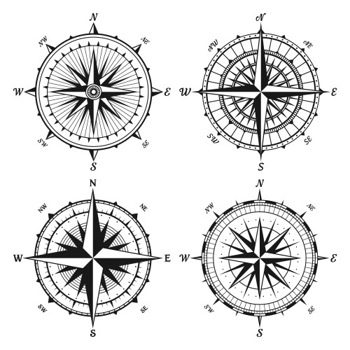 Vintage nautical wind roses set Royalty Free Vector Image