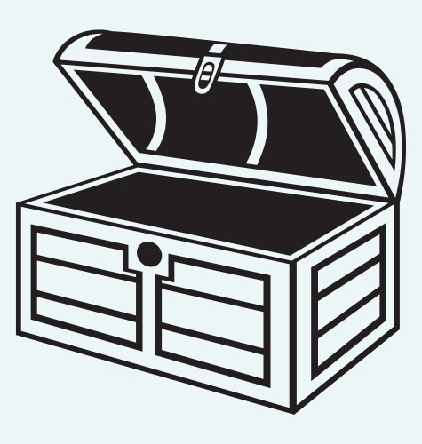 Empty pirate treasure chest open wooden trunk Vector Image