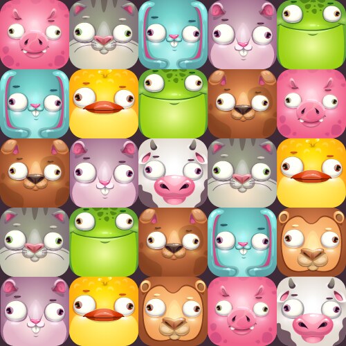 Seamless pattern with cute colorful square animal Vector Image