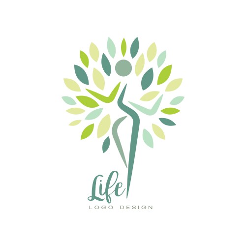 Abstract man and tree logo Royalty Free Vector Image