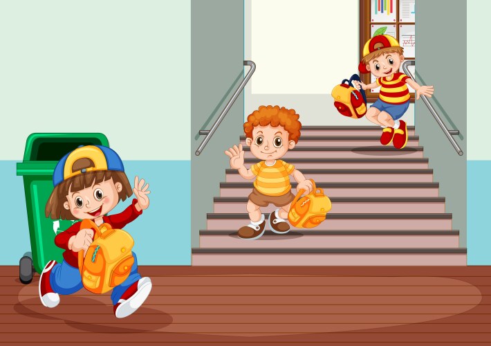 Student cleaning school hallway Royalty Free Vector Image