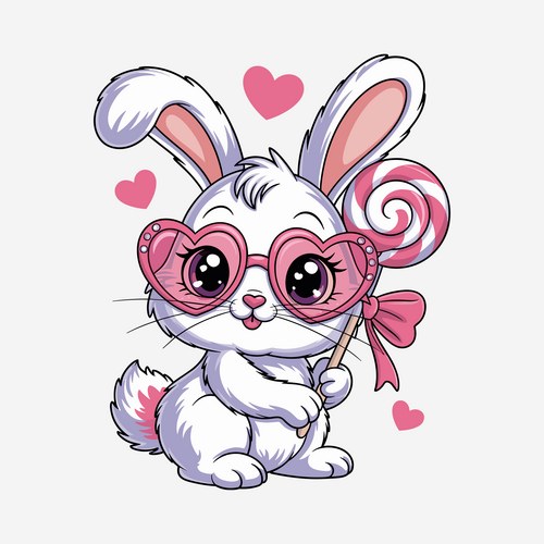 Adorable easter bunny surrounded by colorful – Royalty-Free Vector ...
