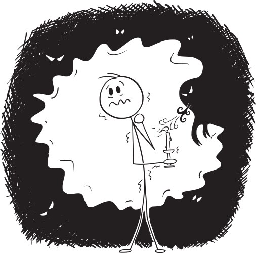 Frightened person facing horror cartoon stick Vector Image