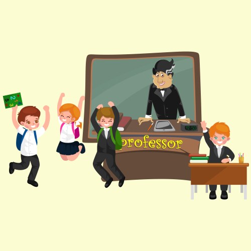 Professor and student girl boy Royalty Free Vector Image
