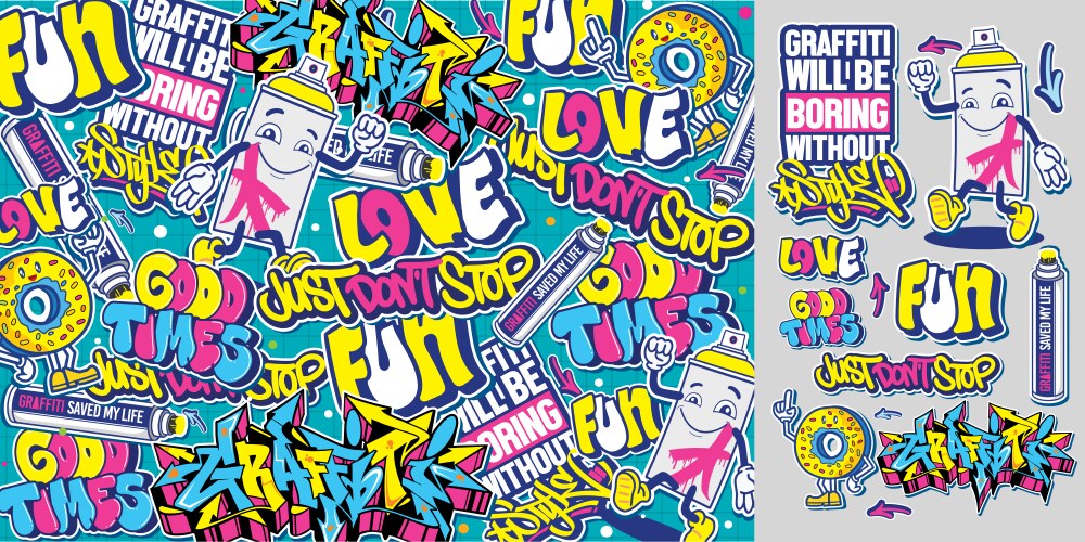 Graffiti sticker pack Royalty Free Vector Image