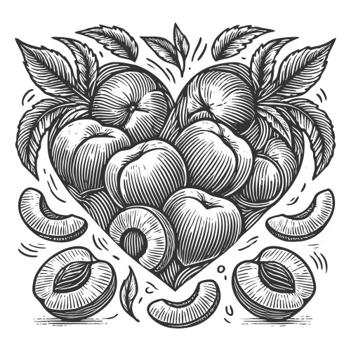 Heart-shaped peach cluster Royalty Free Vector Image