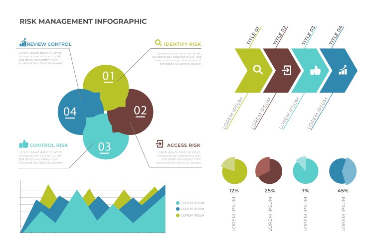 Risk management infographic collection Royalty Free Vector