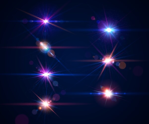 Glowing lens flares camera glare flashes Vector Image