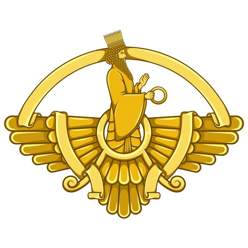 Zoroastrian winged solar disk with ribbon Vector Image