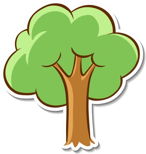 Cartoon tree sticker on white background Vector Image