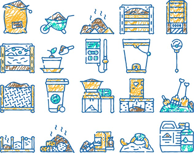 Bag compost icon doodle Royalty Free Vector Image