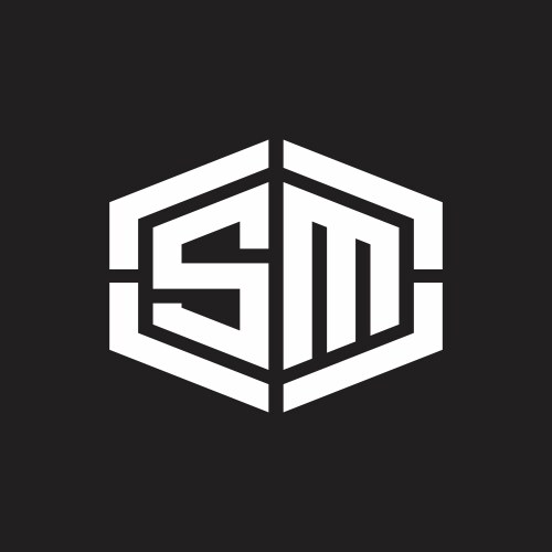 Sm logo monogram isolated with shield and crown Vector Image