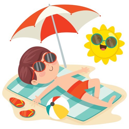 Character sunbathing Royalty Free Vector Image