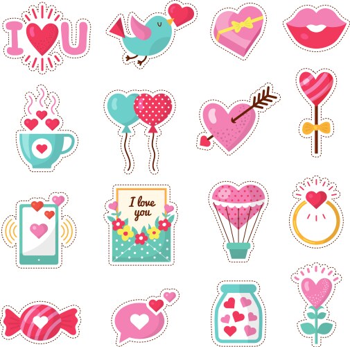 Set isolated love stickers part 1 Royalty Free Vector Image