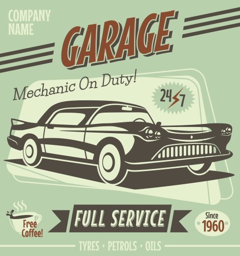 Retro car service sign Royalty Free Vector Image
