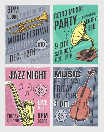 Live music concert promo brochure template Vector Image