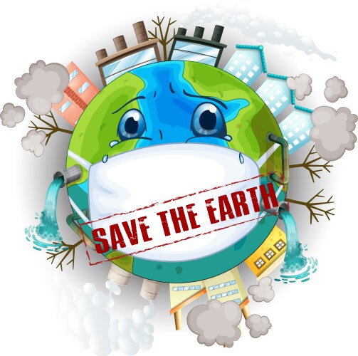 Save world agitation poster with earth decided Vector Image
